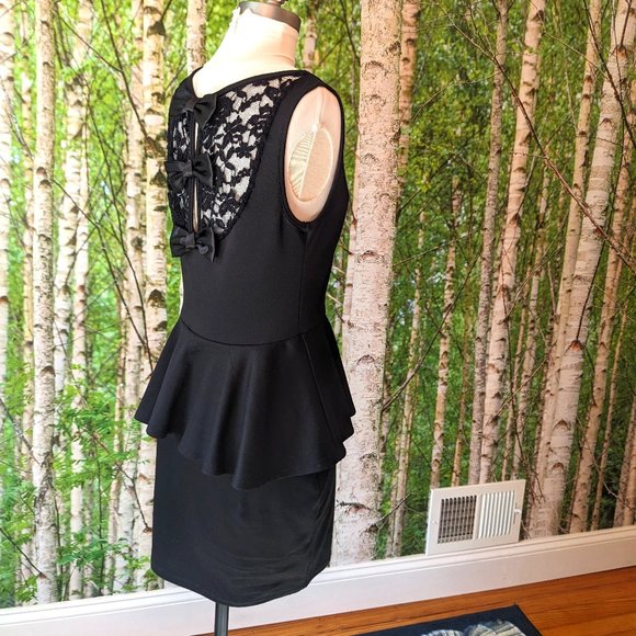 Deb | Dresses | Vintage 8s Deb Stretch Peplum Dress With Lace Back Bows ...